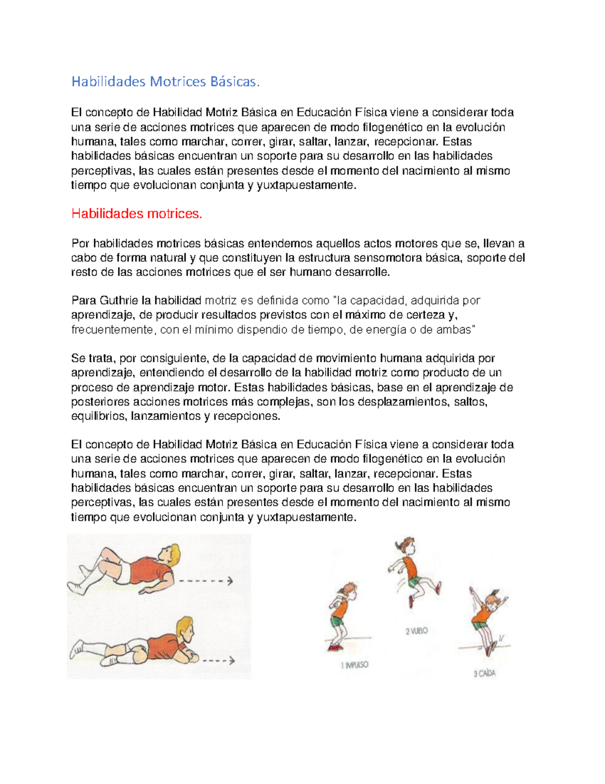 Document - educación física - Habilidades Motrices Básicas. El concepto ...