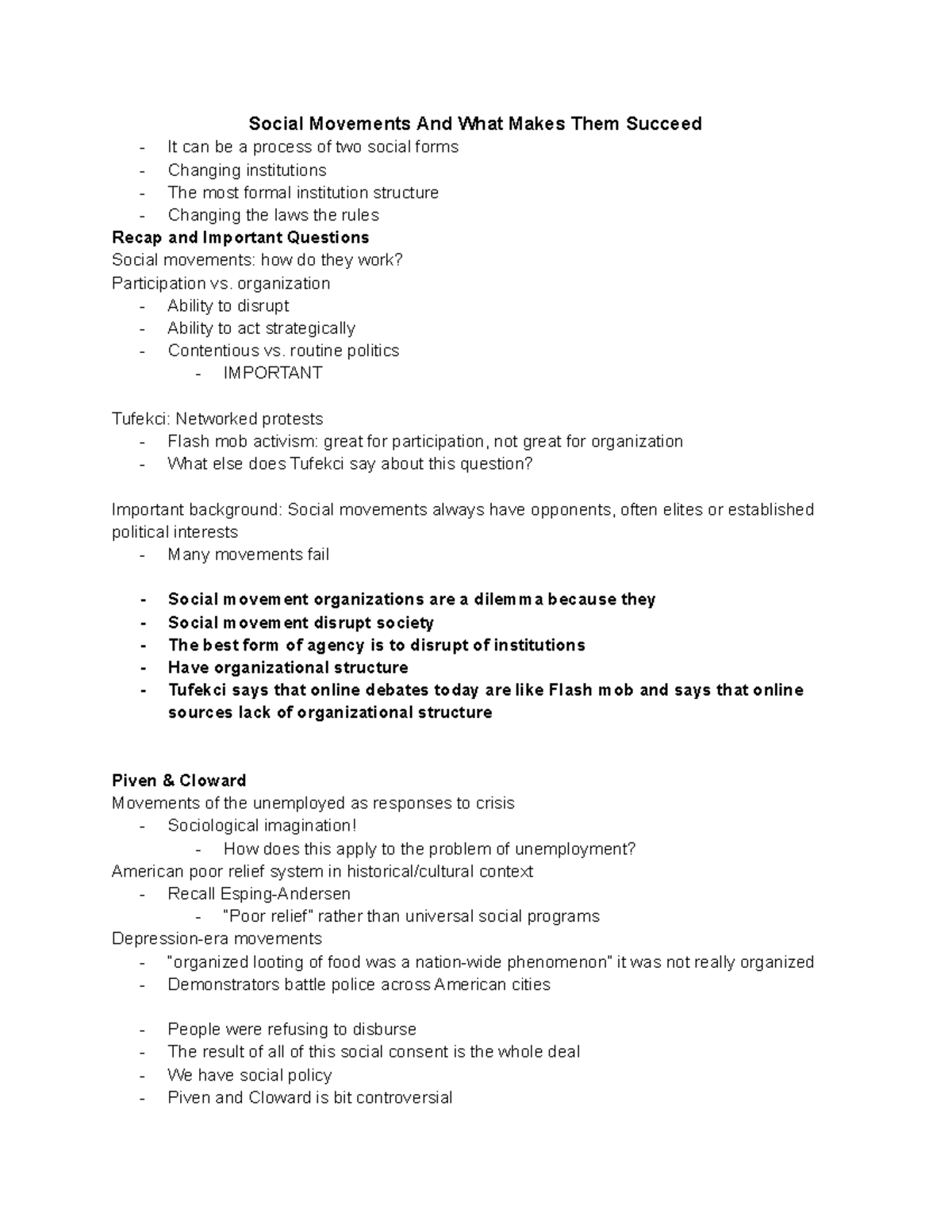 Sociology Lecture 23 11 21 22 - Social Movements And What Makes Them ...