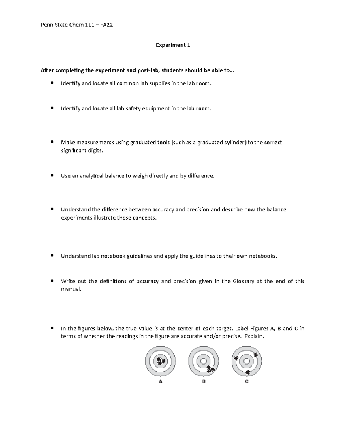 FA22 Extra Credit Review Packet - Experiment 1 After completing the ...