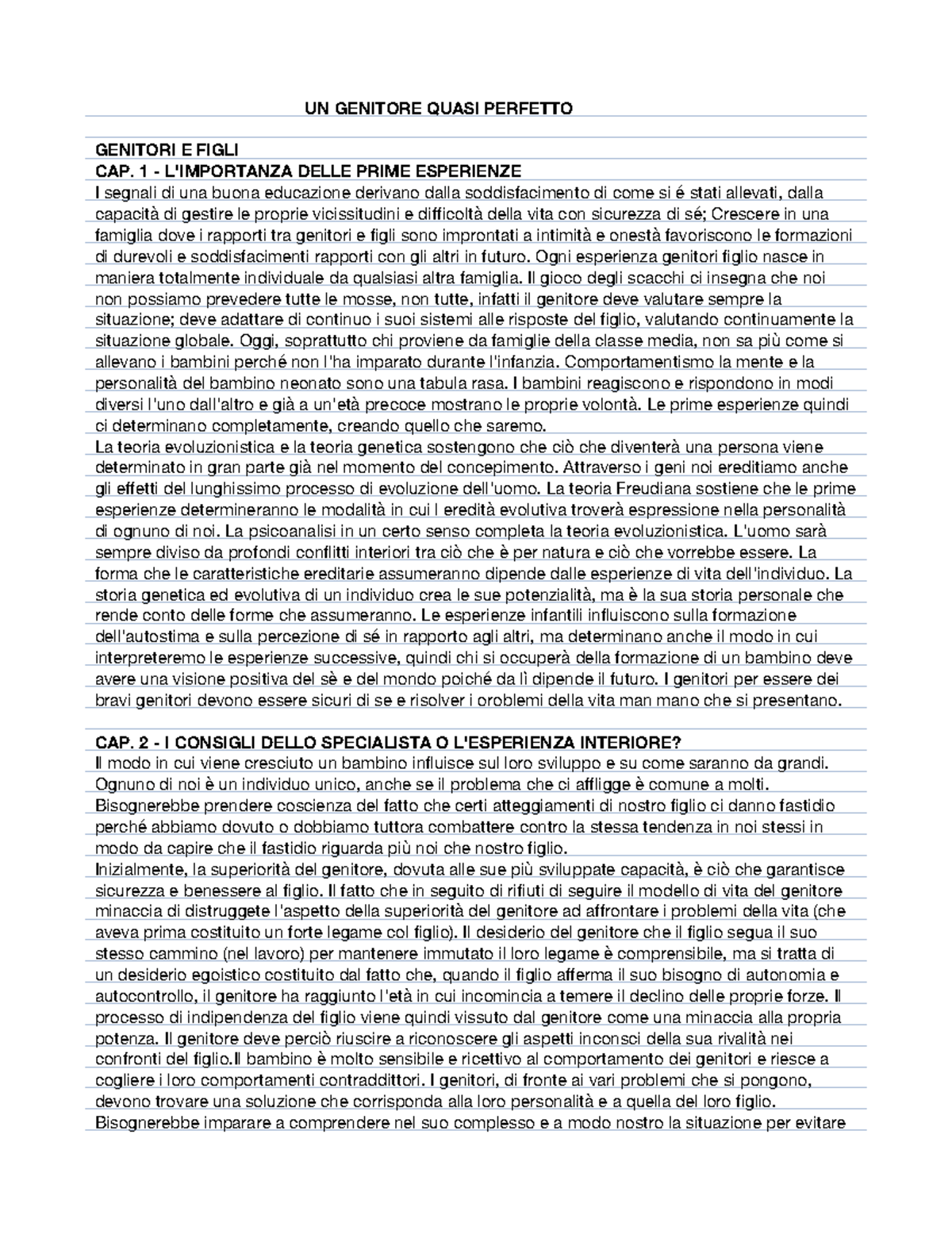 Genitore Quasi Perfetto - UN GENITORE QUASI PERFETTO GENITORI E FIGLI ...