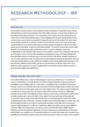 Core 1 Study Note Headings - Research Methodology - Research ...