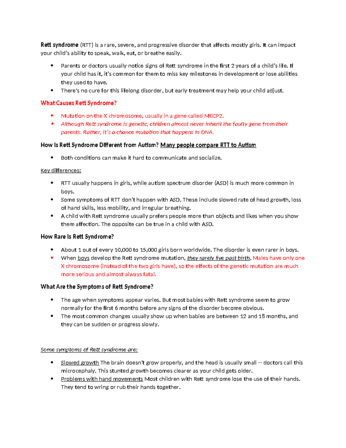 Rett Syndrome Presentation - Rett syndrome (RTT) is a rare, severe, and ...