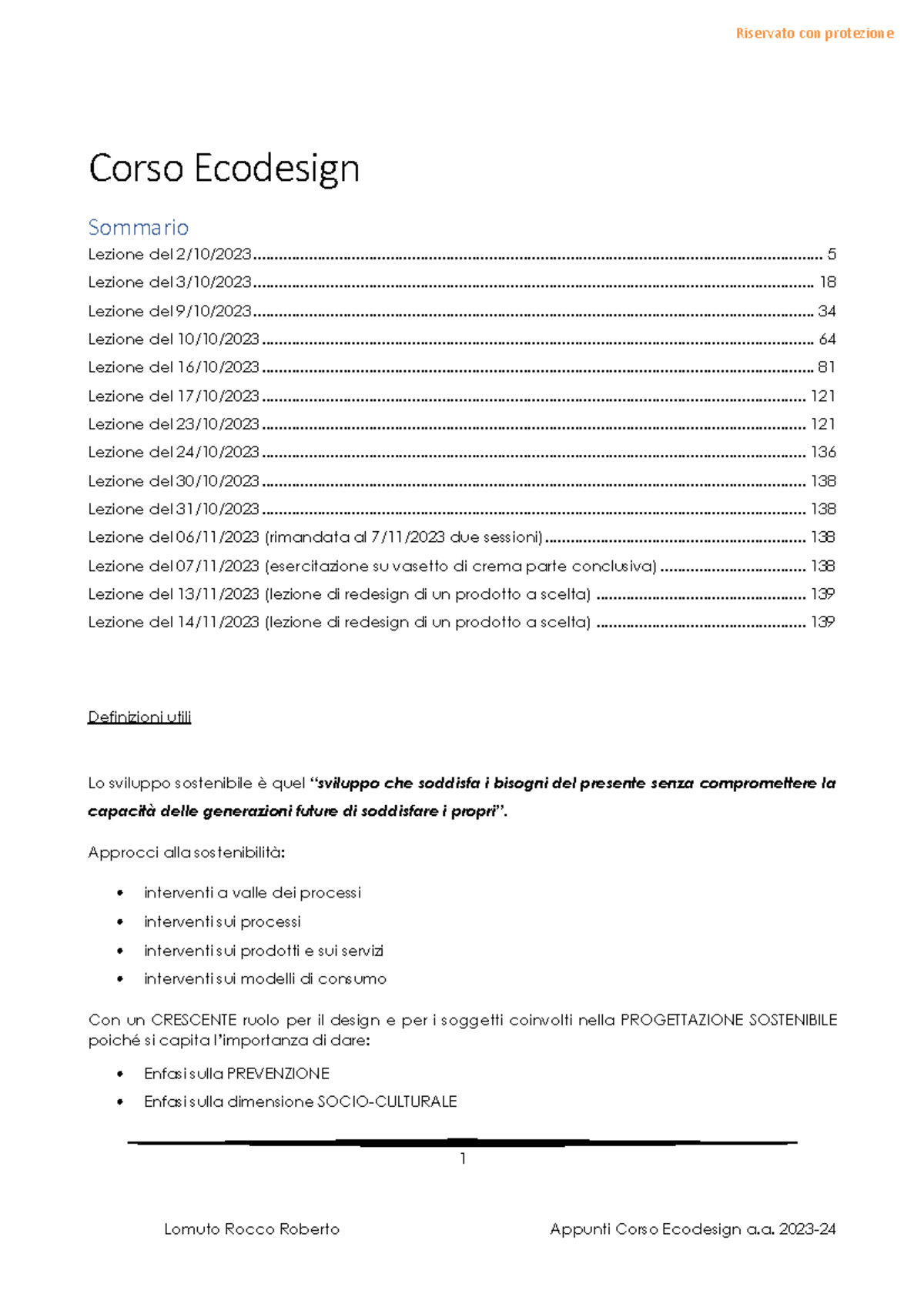 Corso Ecodesign 2023-2024 - 1 Corso Ecodesign Sommario Lezione del 2/10/2023 - Studocu