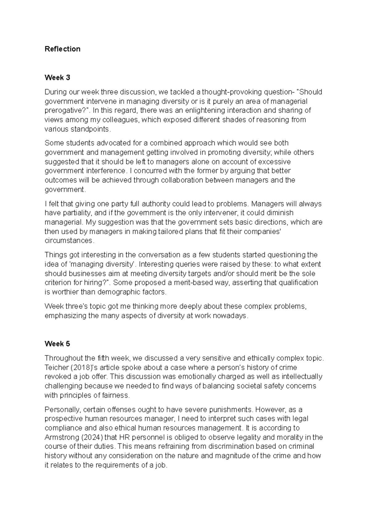 PWS Reflection! - Reflection Week 3 During our week three discussion ...