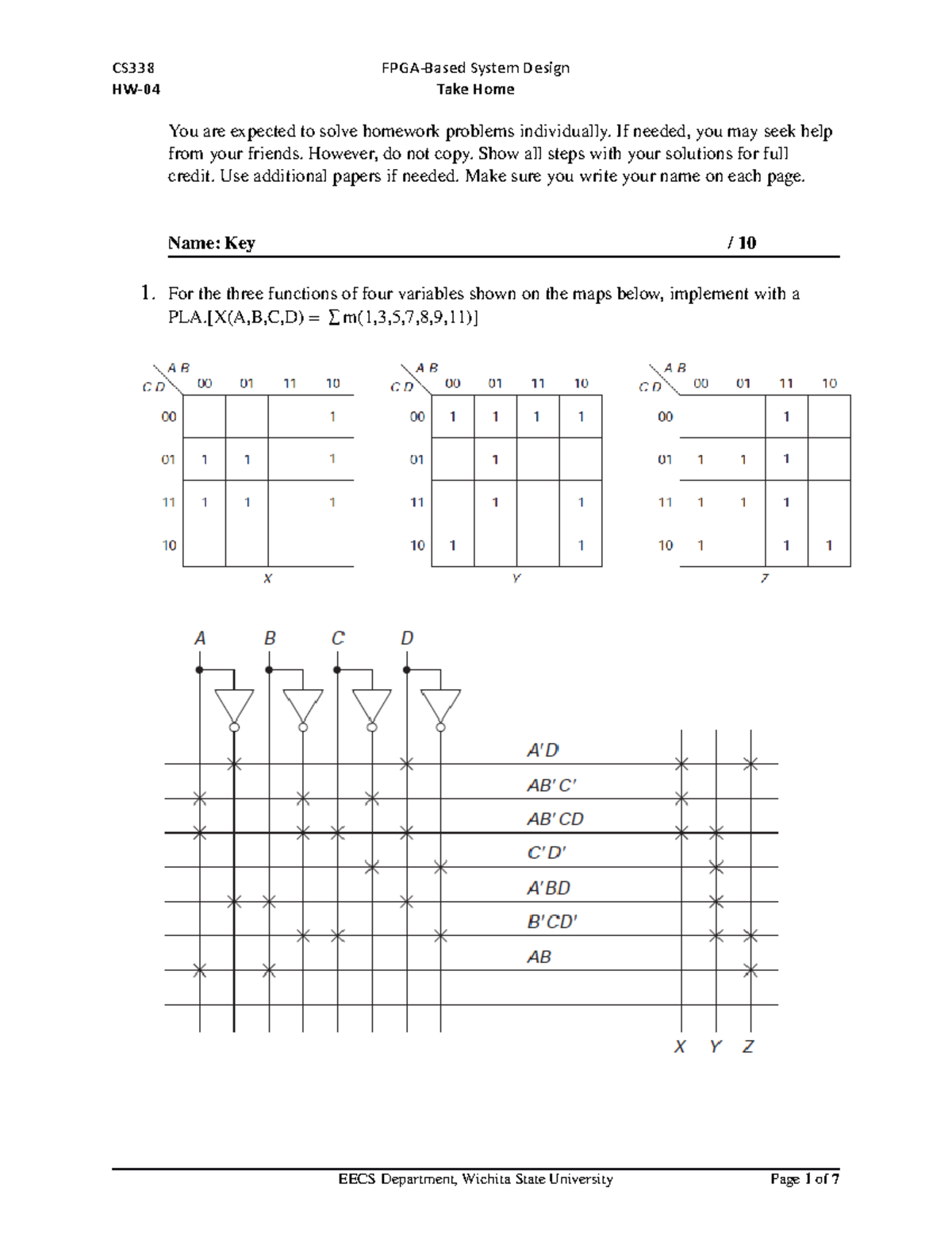 FPGA HW4 Key - Solution to assignment 4 - HW-04 Take Home You are ...