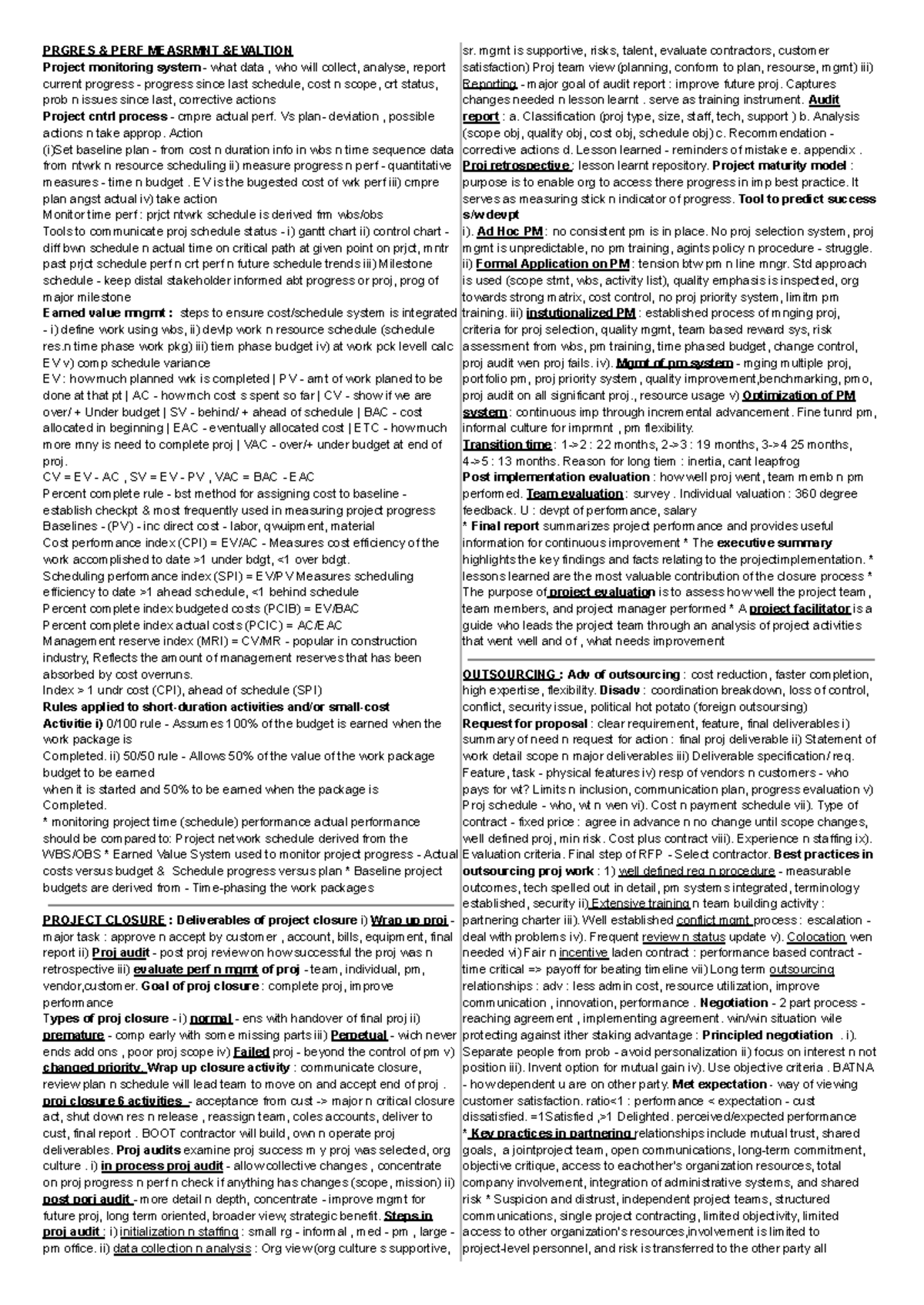 PME- M2 - practice, cheat sheet - PRGRES & PERF MEASRMNT &EVALTION ...