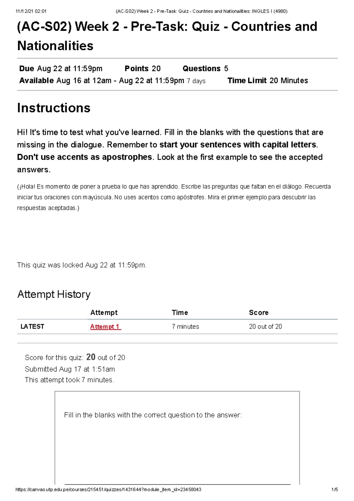 (AC-S02) Week 2 - Pre-Task Quiz - Countries and Nationalities Ingles I (4980) - (AC-S02) Week 2 ...
