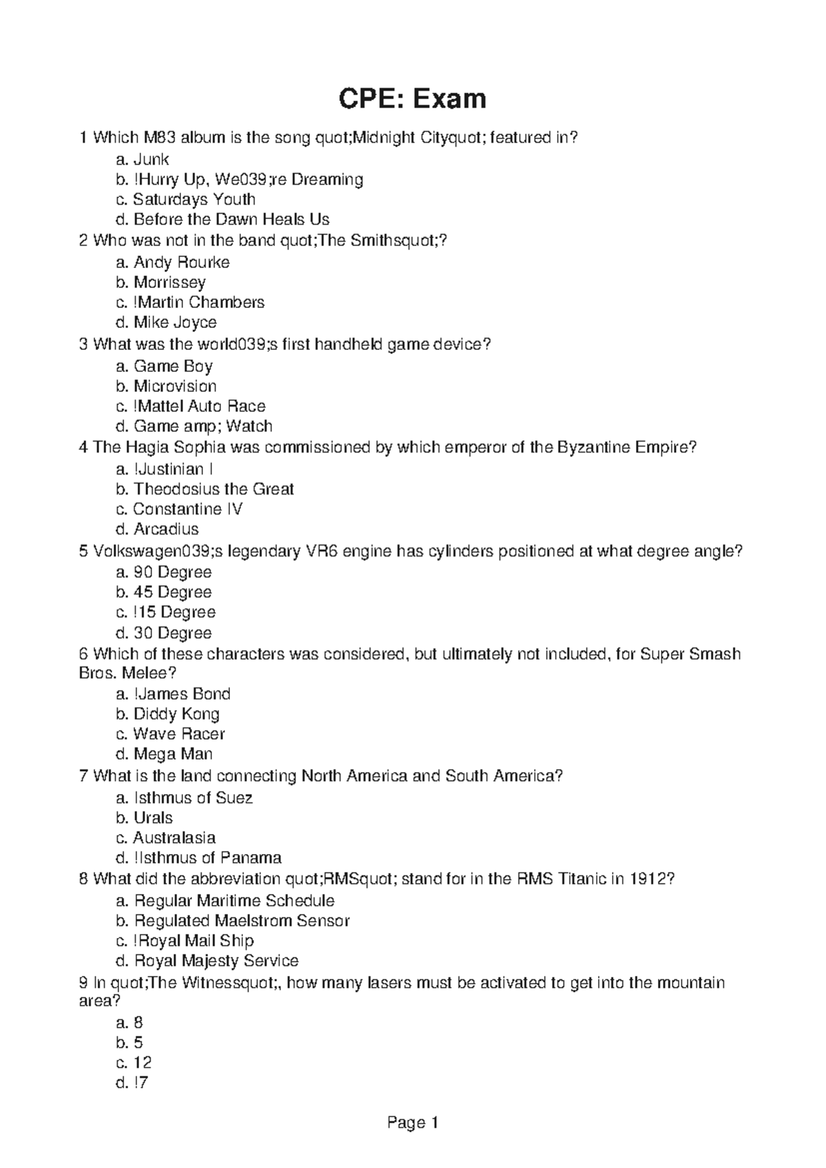 CPE104 Analysis 7 - CPE: Exam 1 Which M83 album is the song quot ...