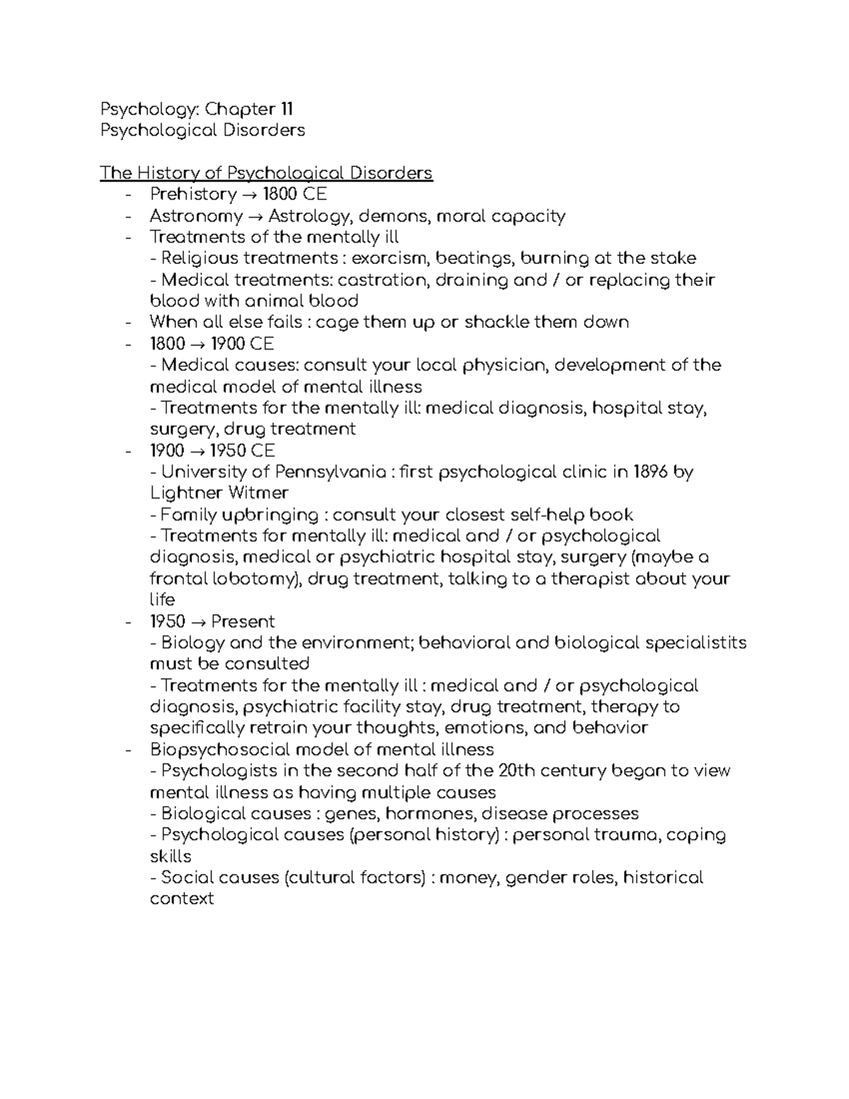Psychology Chapter 11 - Psychology: Chapter 11 Psychological Disorders ...