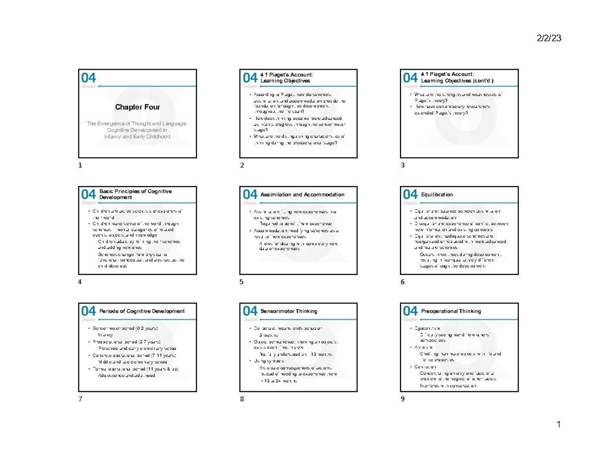 PSY 357, Chapter 4 PP - Compatibility Mode - Chapter Four The Emergence of Thought and Language ...