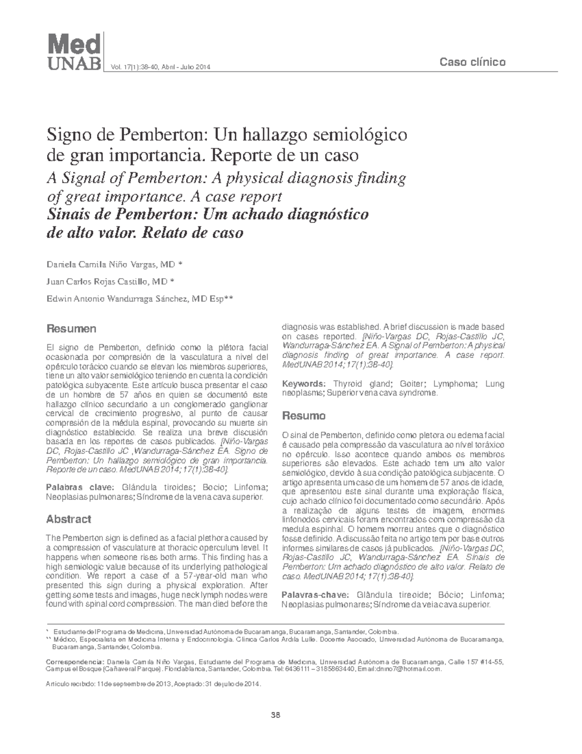 Signo de Pemberton Medicina UBA - Caso clínico Estudiante del Programa ...