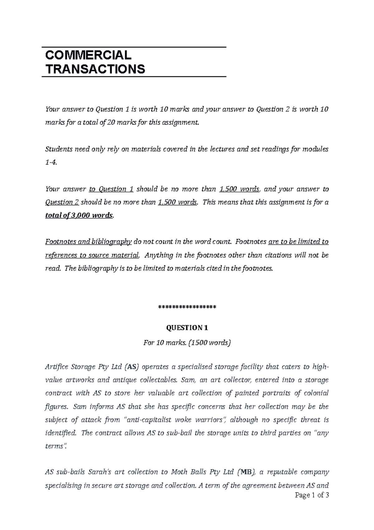 08 Winter 23 - Assignment Final - COMMERCIAL TRANSACTIONS Your answer ...