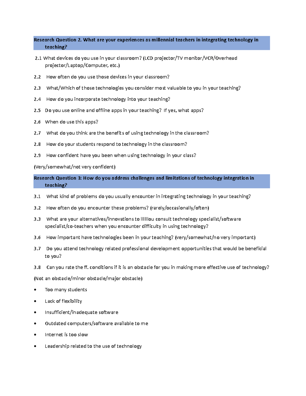 Interview-questions - Interview questions - Research Question 2. What ...