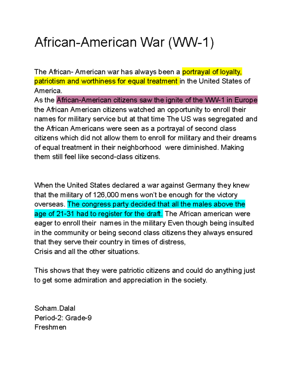 African-American War (WW-1) - As the African-American citizens saw the ...