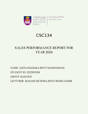INDIVIDUAL ASSIGNMENT - CSC Sales Performance Report for Year 2024 NAME ...