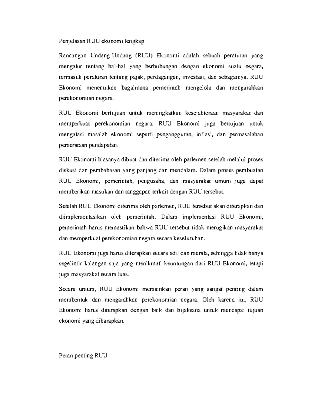 Penjelasan RUU ekonomi lengkap - Penjelasan RUU ekonomi lengkap ...