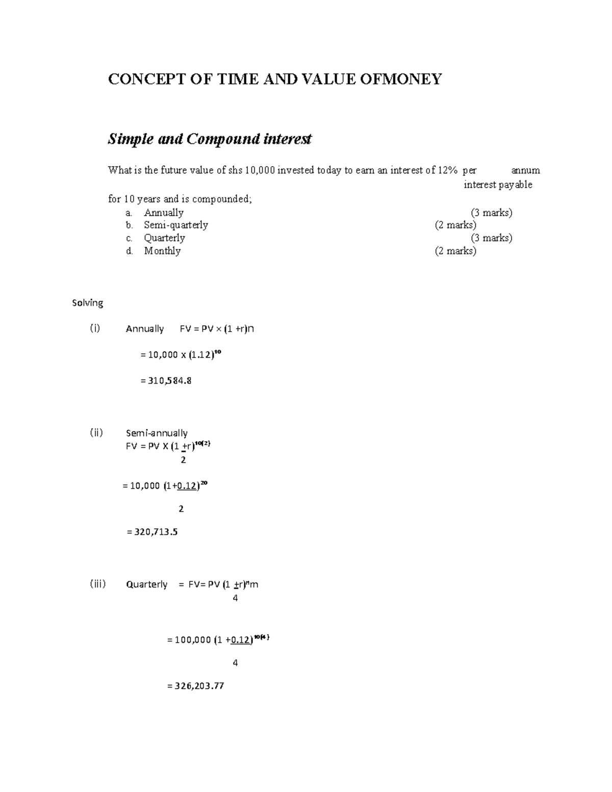 Concept of time and value ofmoney simple and compound interest ...