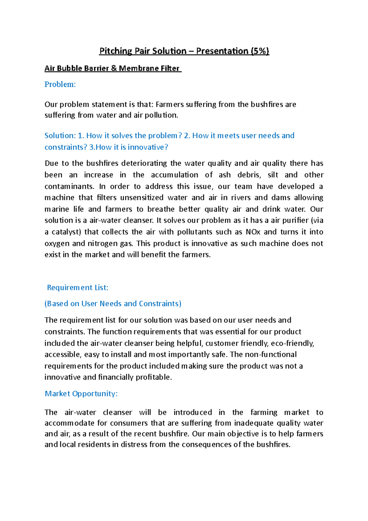 Solution pitch presentation - Pitching Pair Solution – Presentation (5% ...