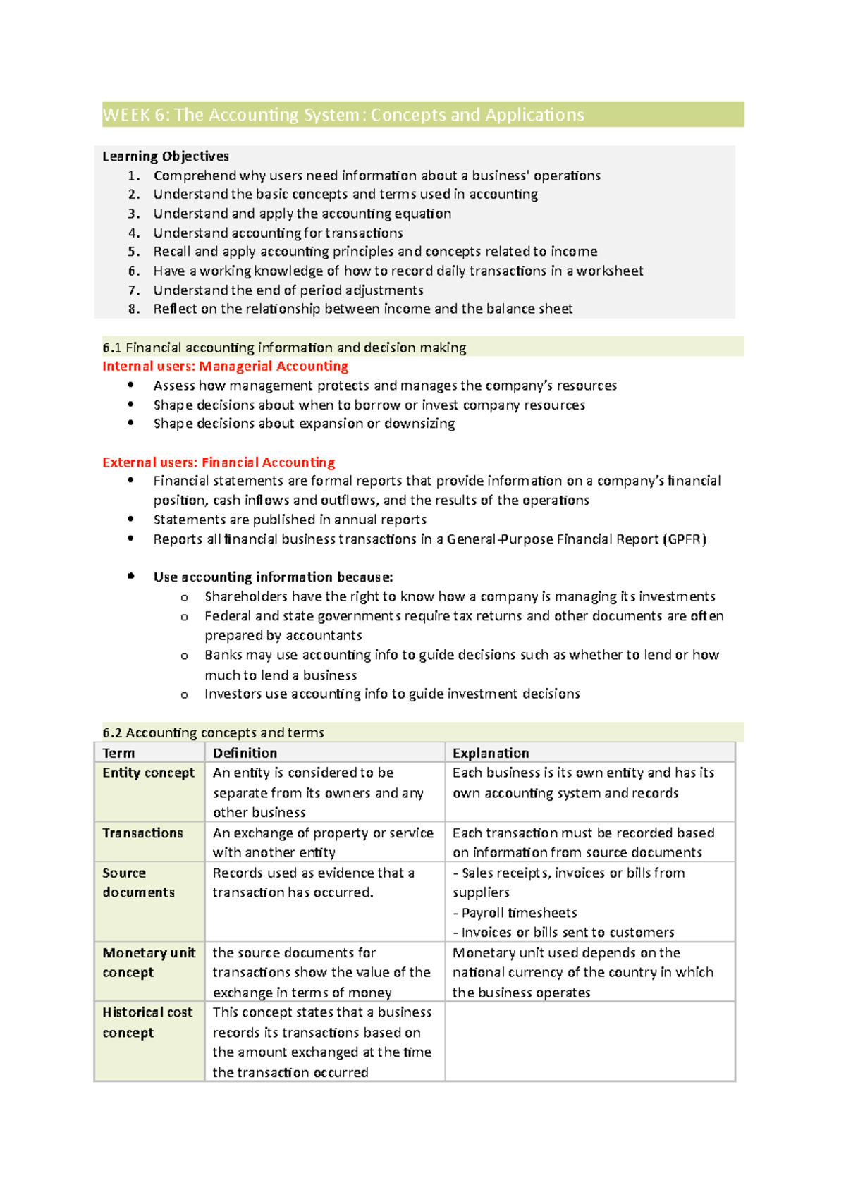 BUSS1030 Module 6 + 7 - WEEK 6: The Accounting System: Concepts and ...