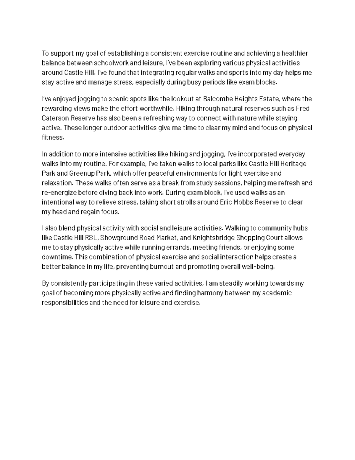 Duke of Ed - Physical Recreation Write-up - To support my goal of ...