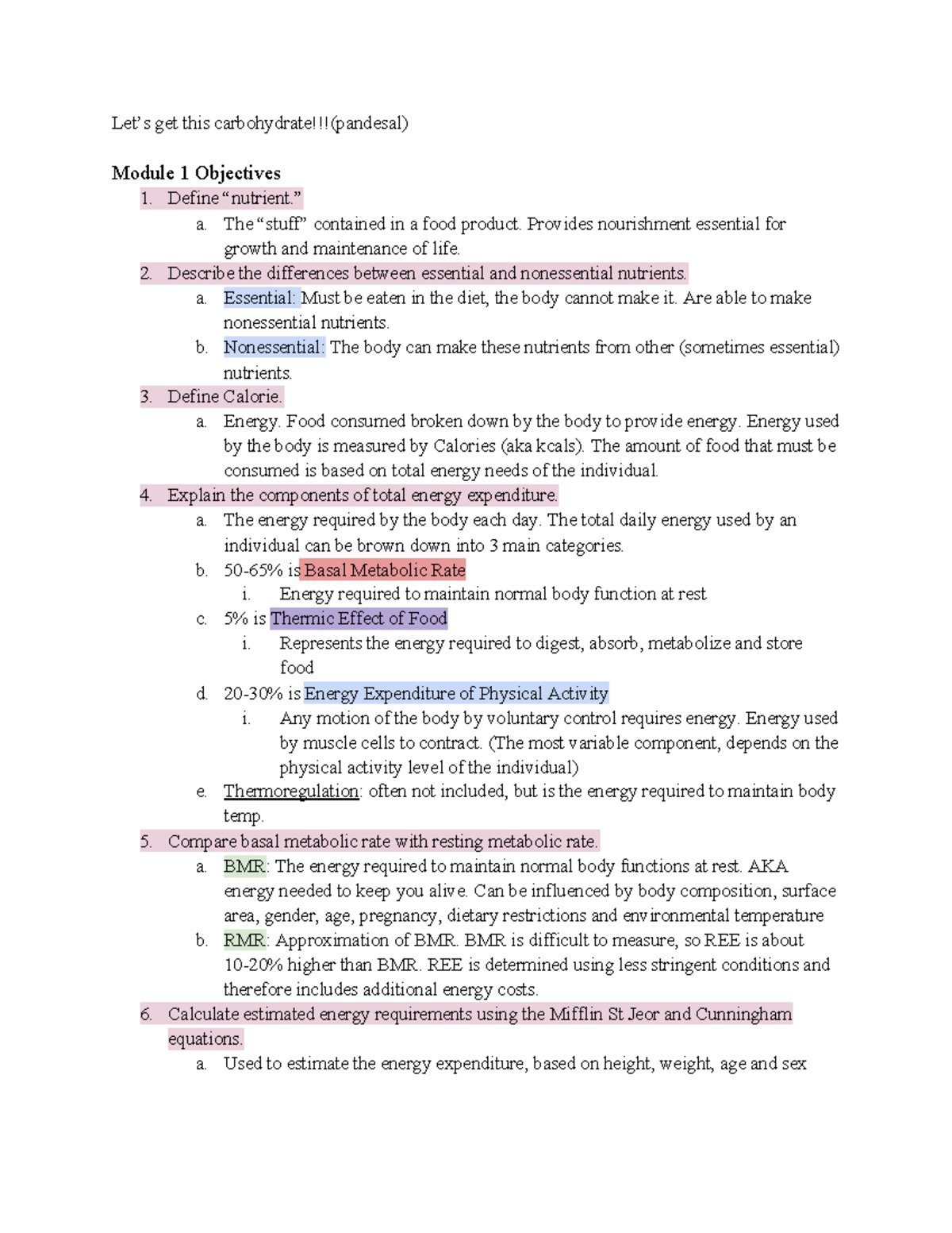 Nutrition exam 1 objectives - Let’s get this carbohydrate!!!(pandesal ...