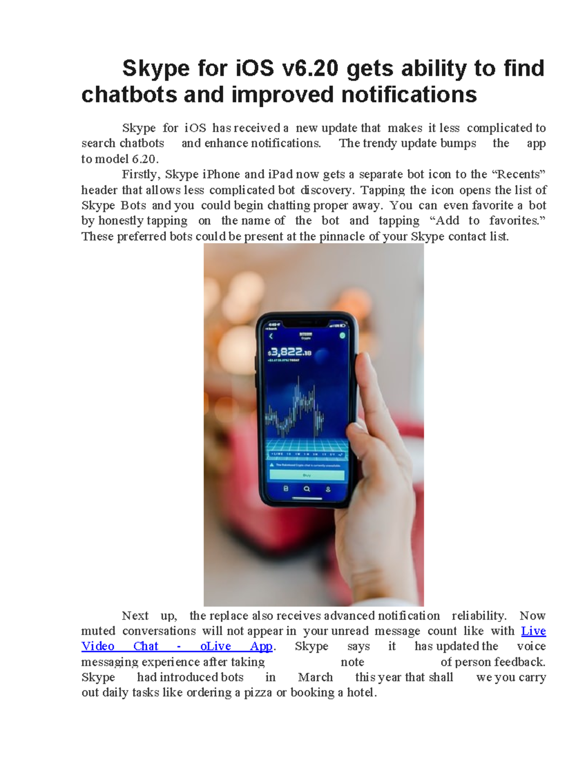 Skype for i OS v6.20 gets ability to find chatbots and improved notifications - Skype for iOS v6 ...