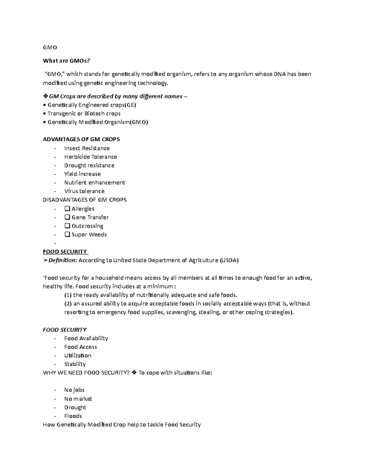 Genetically Modified Organism - GMO What are GMOs? “GMO,” which stands ...