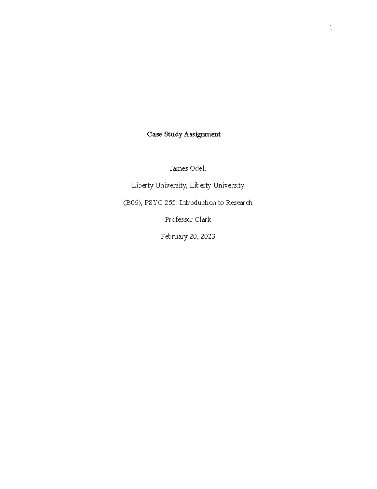 Case Study Assignment APA - Case Study Assignment James Odell Liberty ...