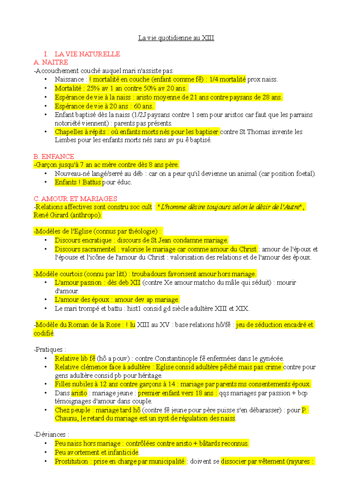 HM6 - La vie quotidienne au XIIIe - La vie quotidienne au XIII I. LA ...