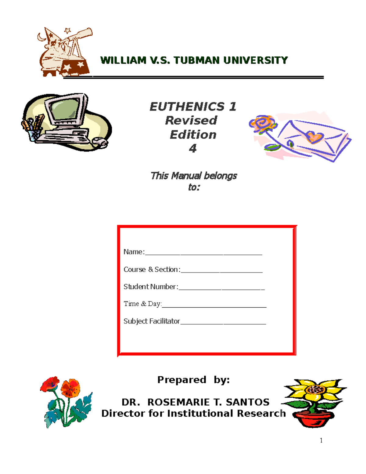 Euthenics 1 Self Concept and Its Dynamic - WILLIAM V. TUBMAN ...