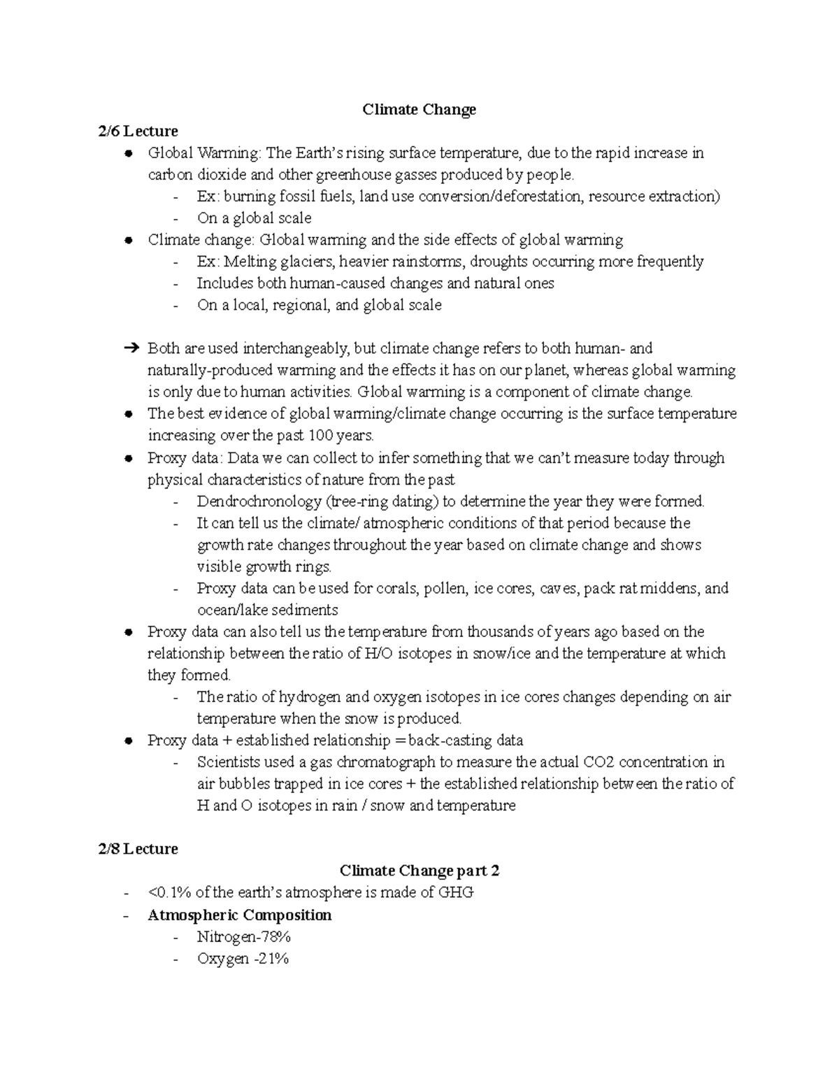 BIOL 1108 EXAM 2 Study Guide - Climate Change 2/6 Lecture Global ...