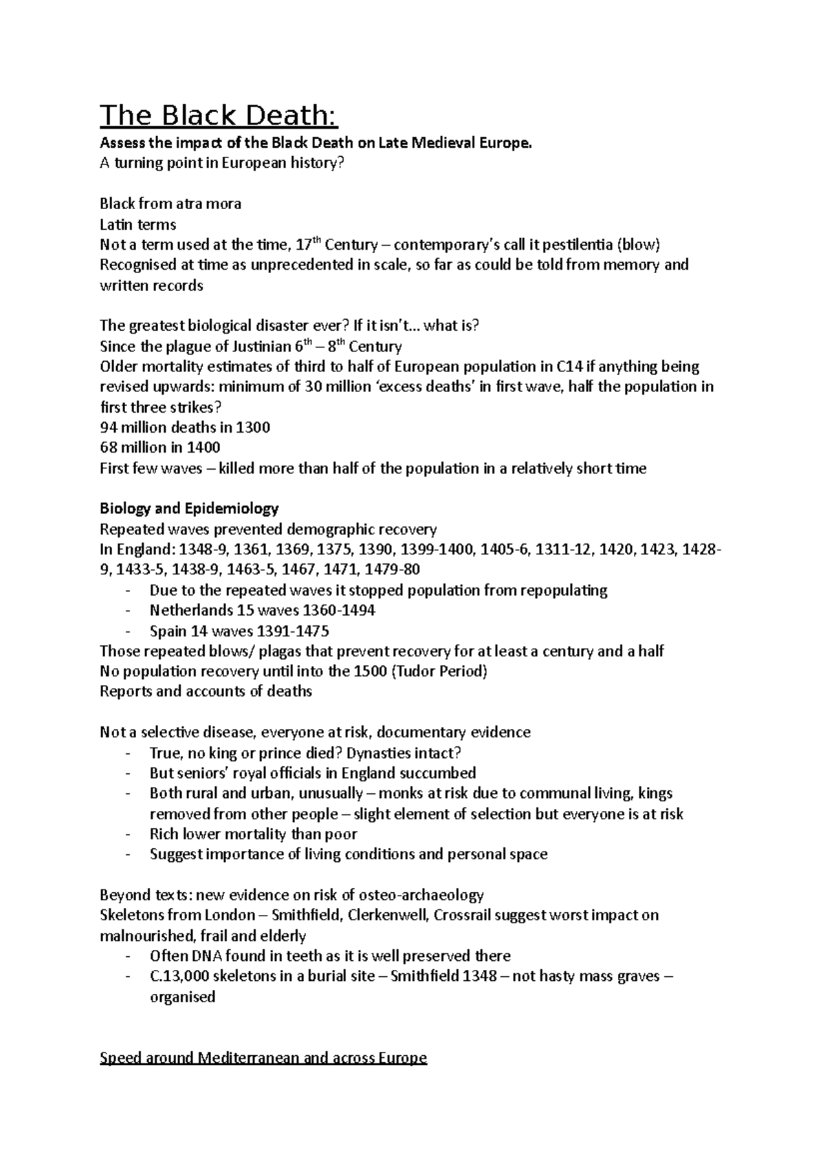 The Black Death - A turning point in European history? Black from atra ...