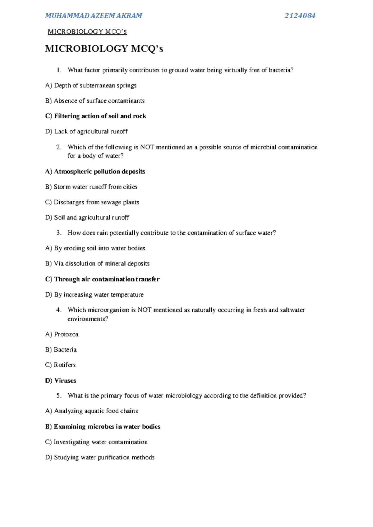 Microbiology MCQ's - IMPORTANT - MICROBIOLOGY MCQ’S MICROBIOLOGY MCQ’s ...