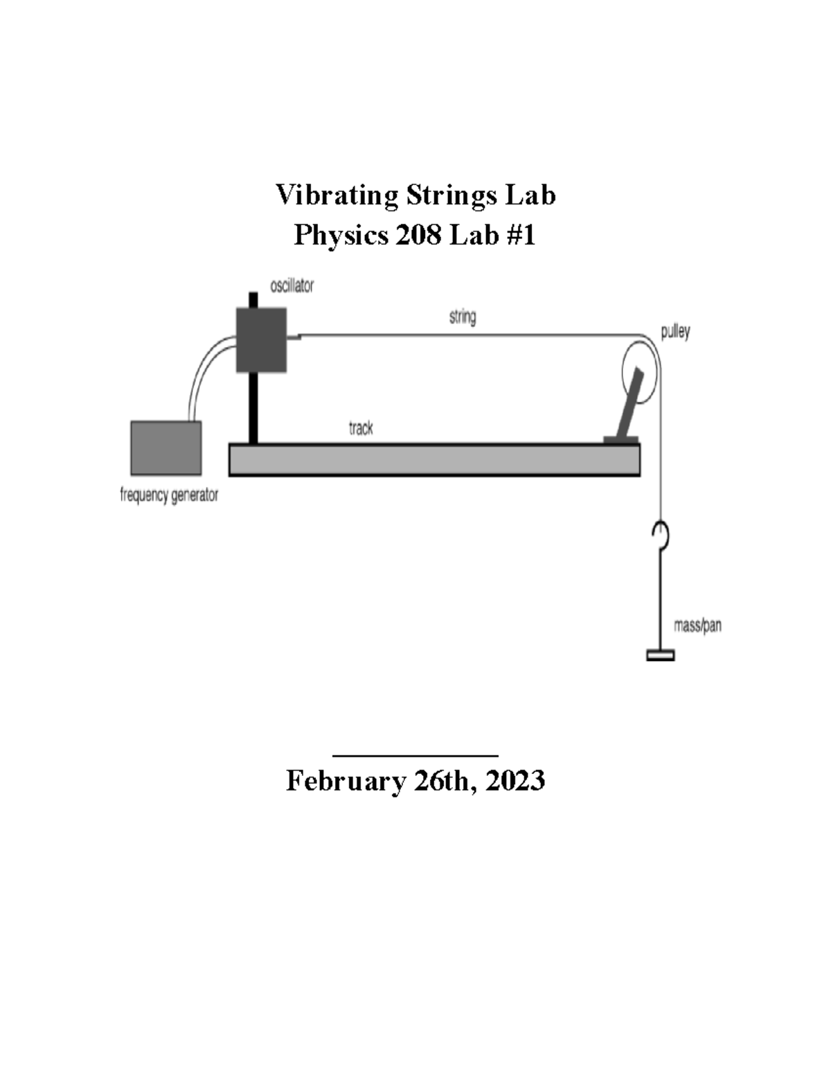 Physics 208 Lab 1 - The lab report describes an experiment on vibrating strings in which the ...