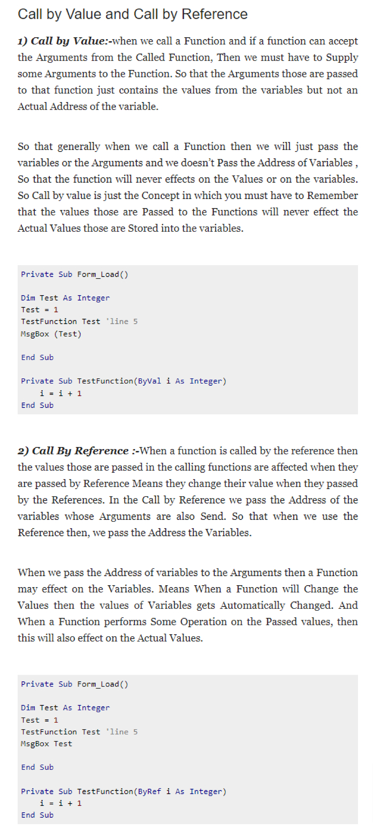 Vb 6 0 Call By Value And Call By Reference Programming In Visual 6631