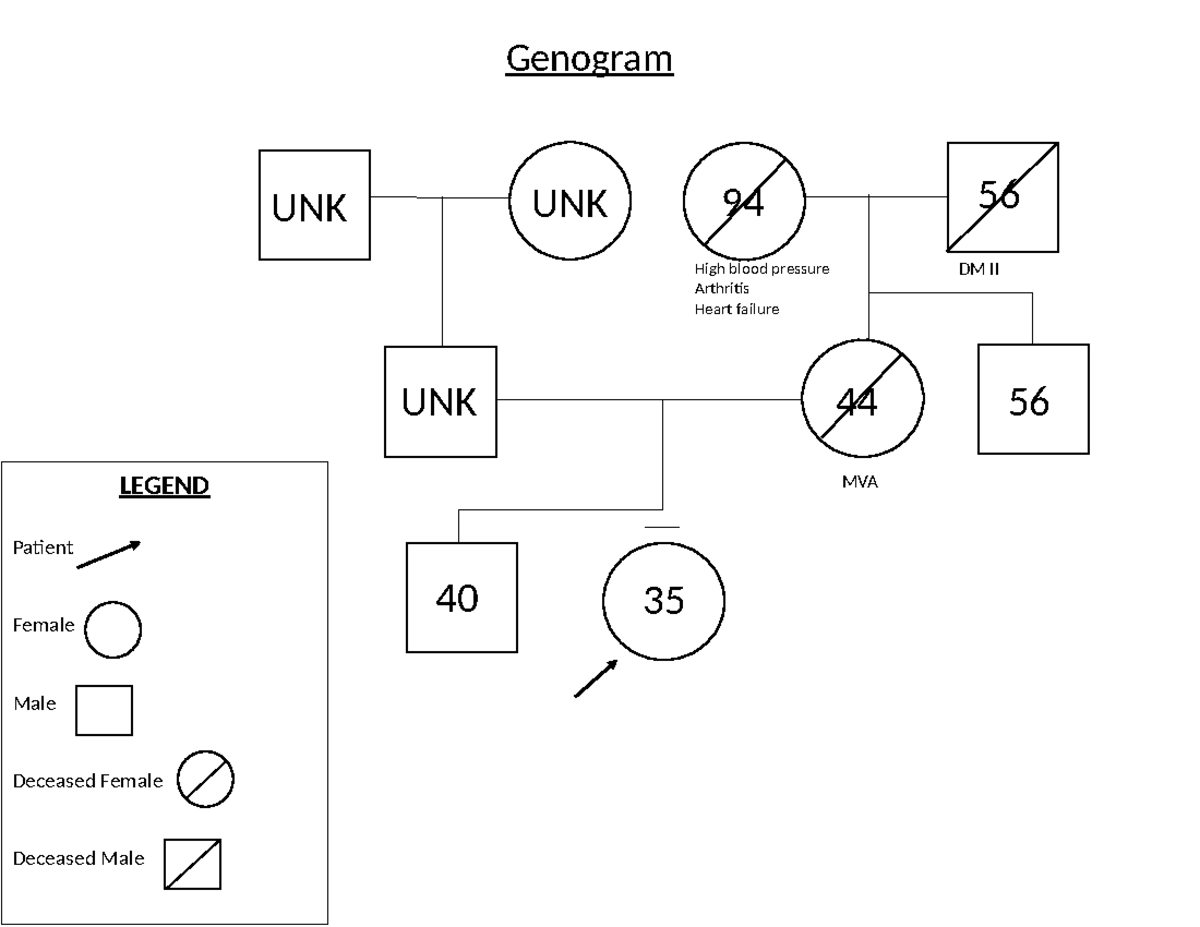 Genogram - NURS60400 - Genogram LEGEND Patient Female Male Deceased ...