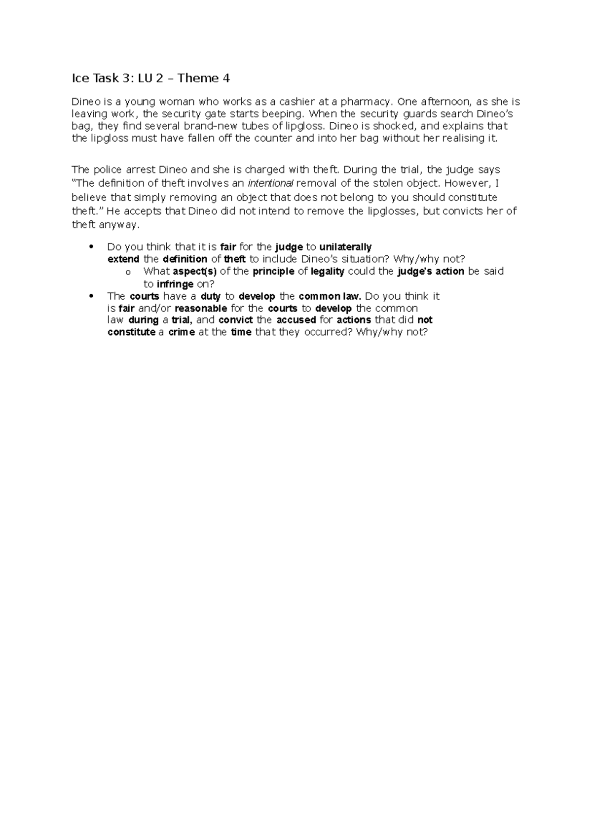 ICE Task 3 - ice tasks for fala 2024 - Ice Task 3: LU 2 – Theme 4 Dineo is a young woman who ...