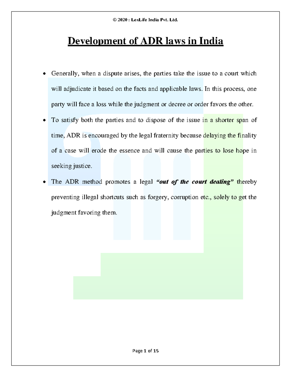 Module 3 - ADR COURSE MATERIAL - Development of ADR laws in India ...