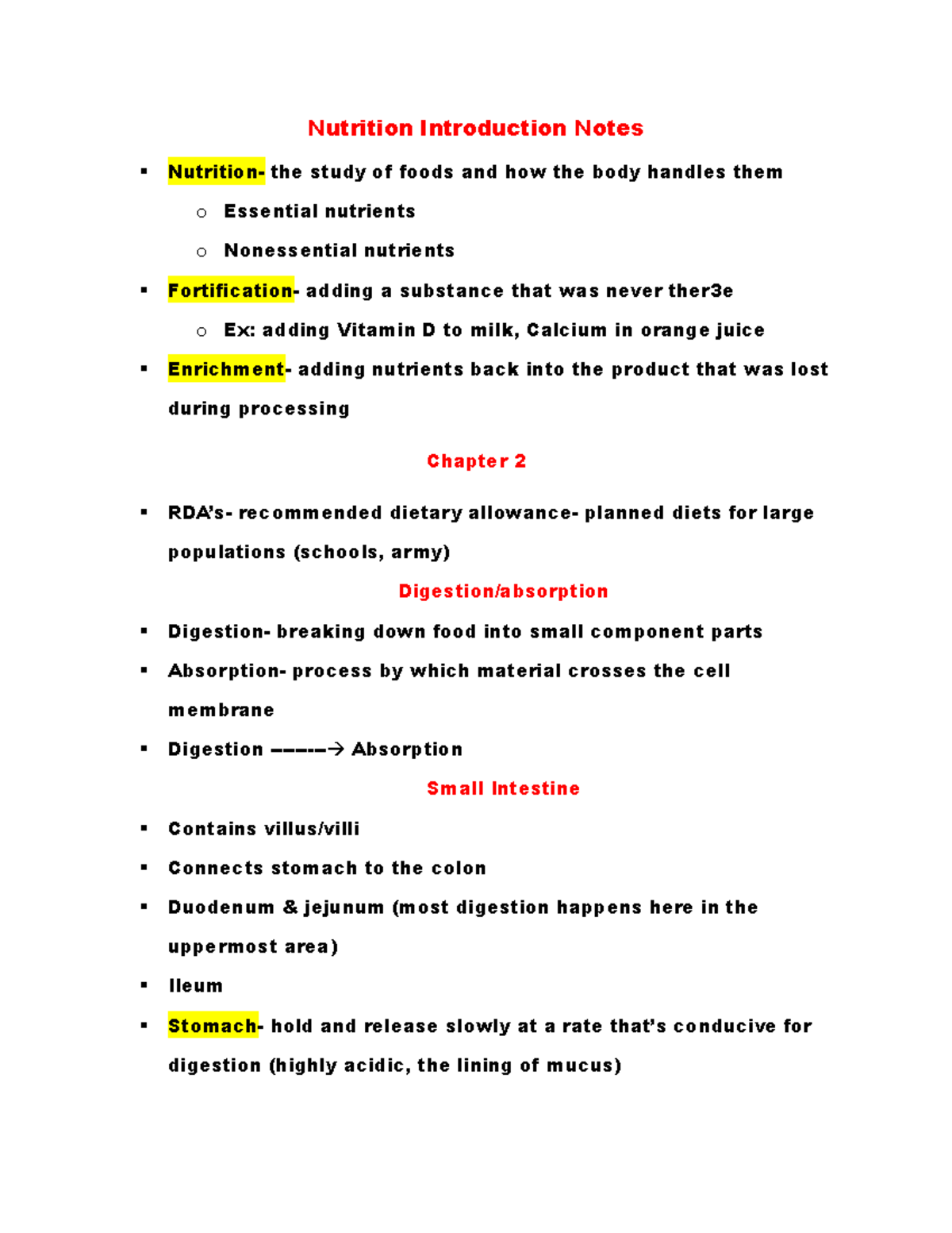 Nutrition notes introduction - Nutrition Introduction Notes Nutrition ...