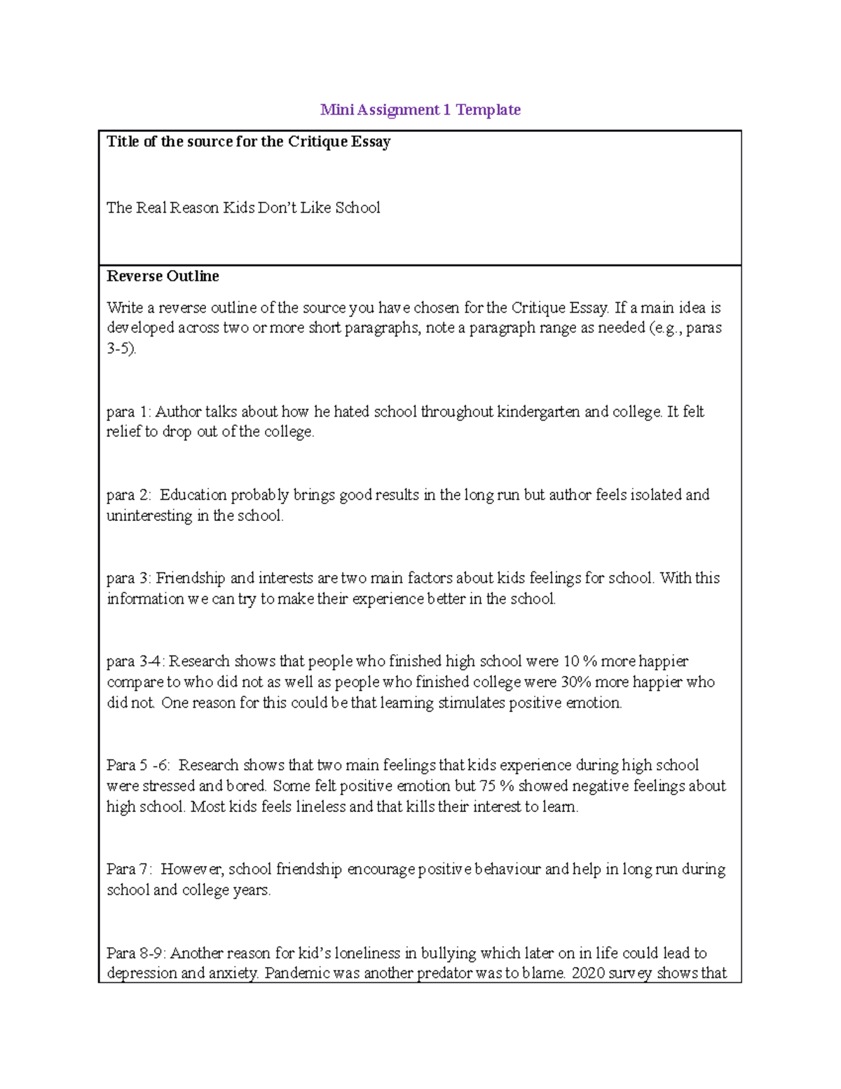 Mini Assignment 1 Template - Mini Assignment 1 Template Title of the ...
