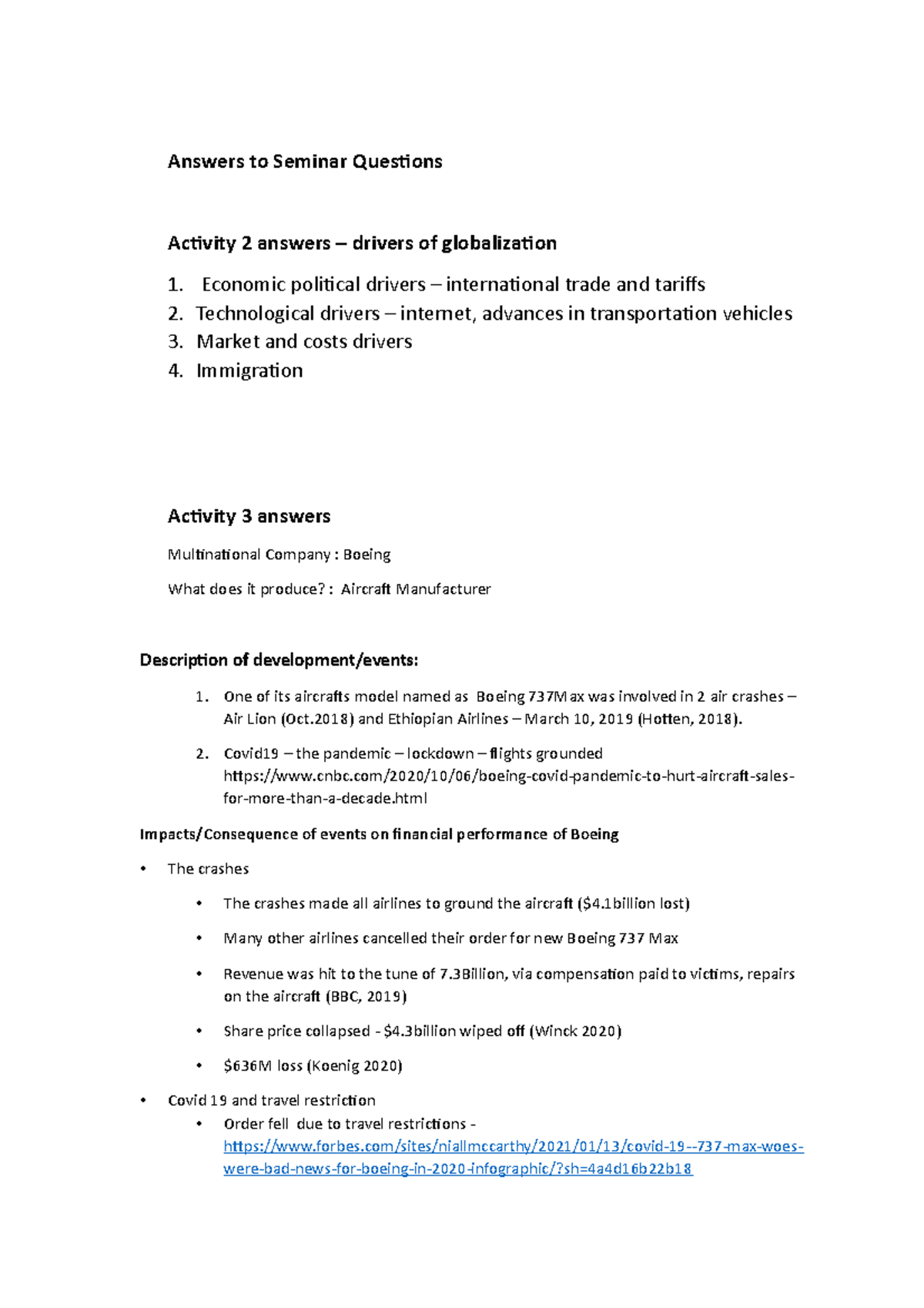 Answers to Seminar Questions - Answers to Seminar Questions Activity 2 ...