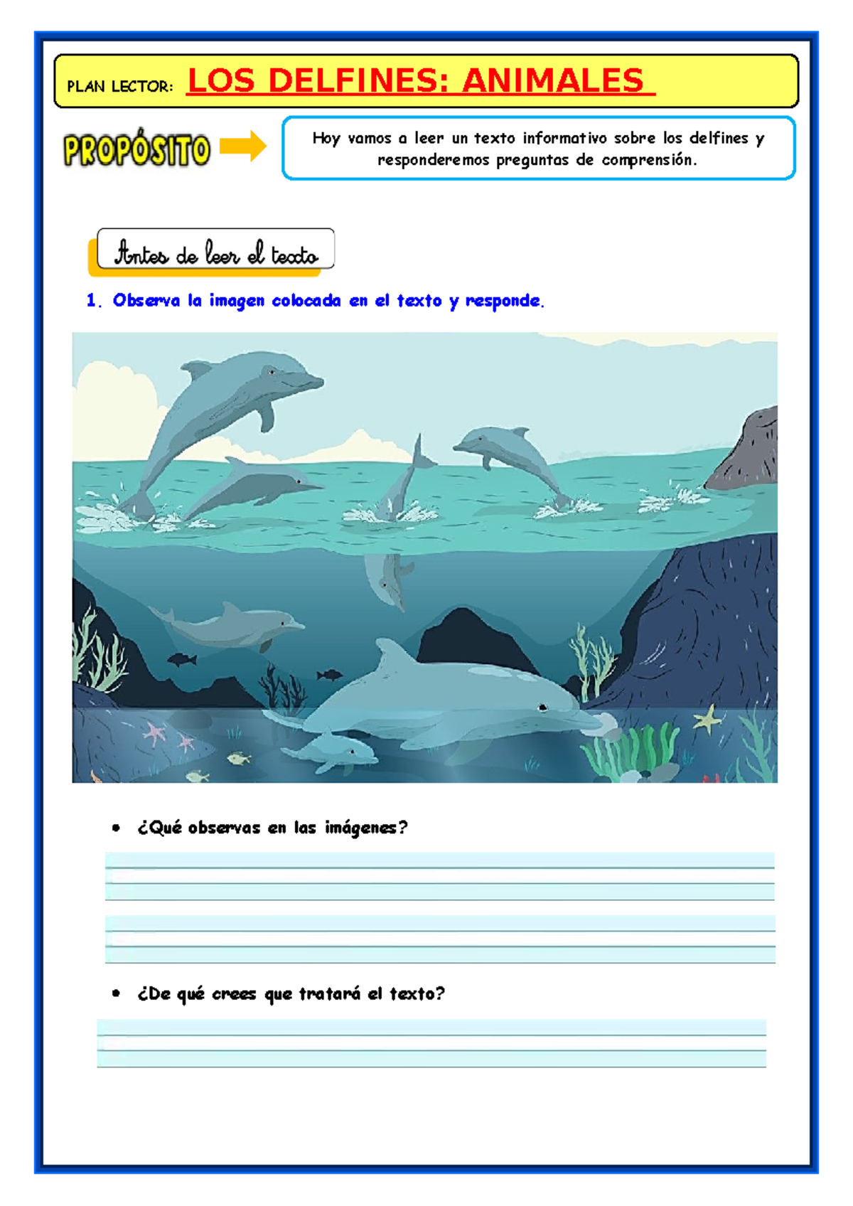 U6 S4 Ficha D4 PLAN Lector LOS Delfines Animales Sorprendentes ...