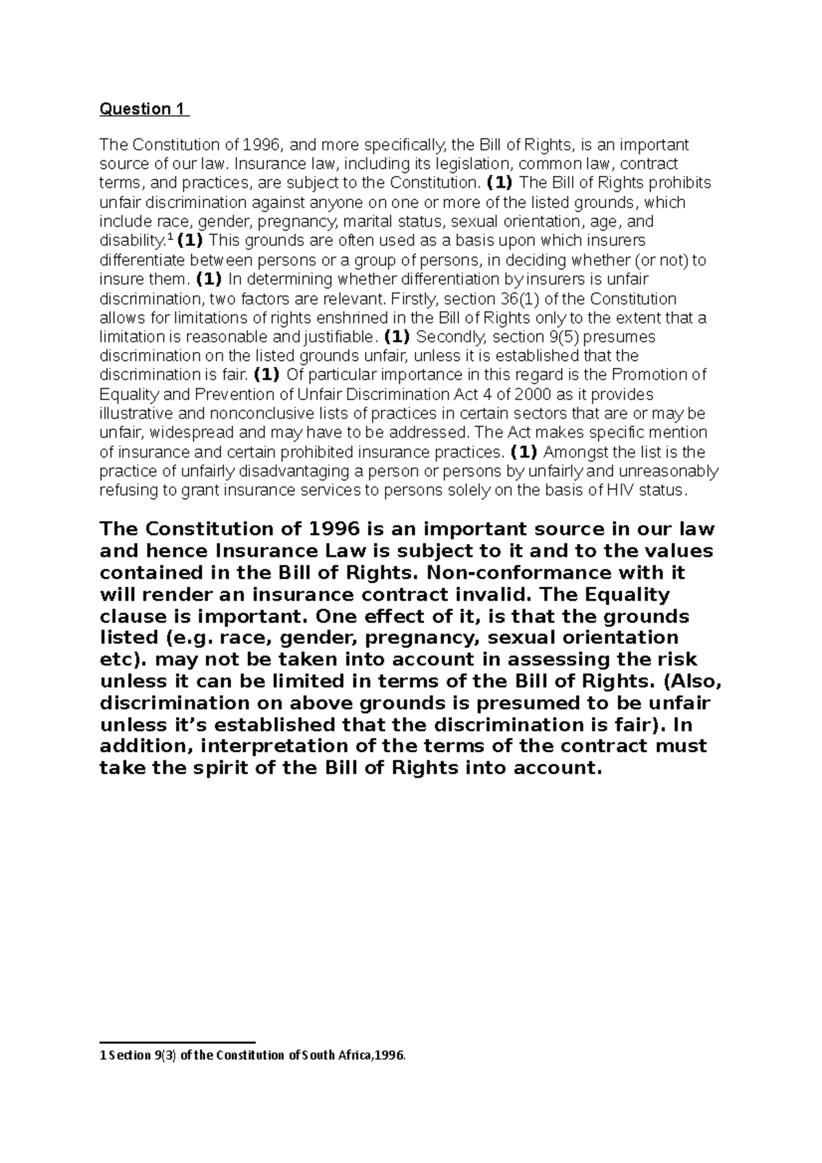 Question 1 - detailing principles of legality - Question 1 The ...