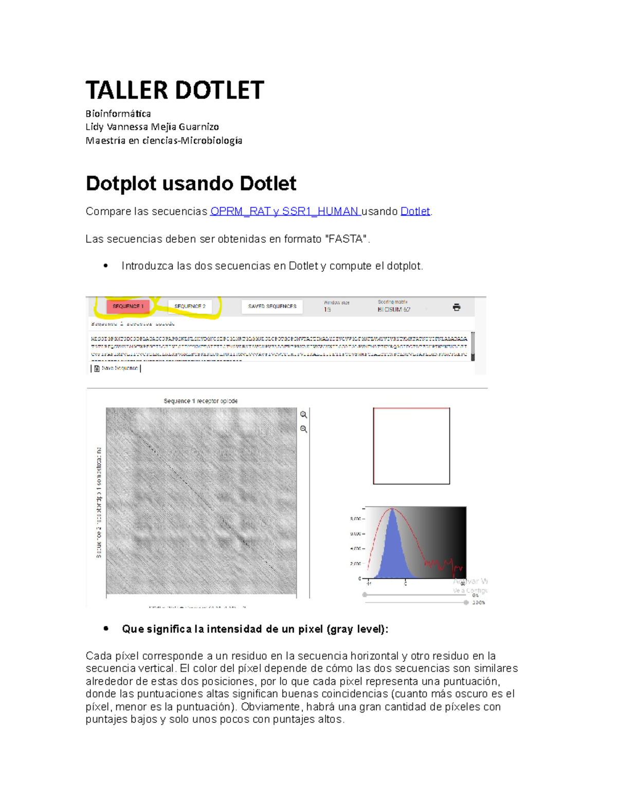 Taller Dotlet - jknjmnjm - TALLER DOTLET Bioinformática Lidy Vannessa ...