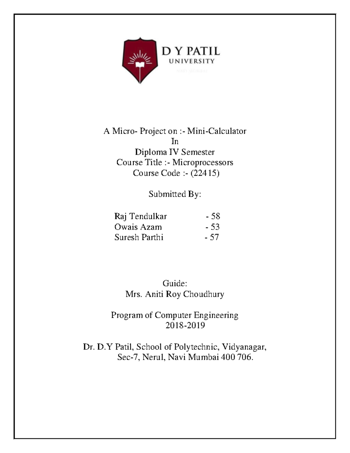 515147474 Mic Micro Project - A Micro- Project on :- Mini-Calculator In ...