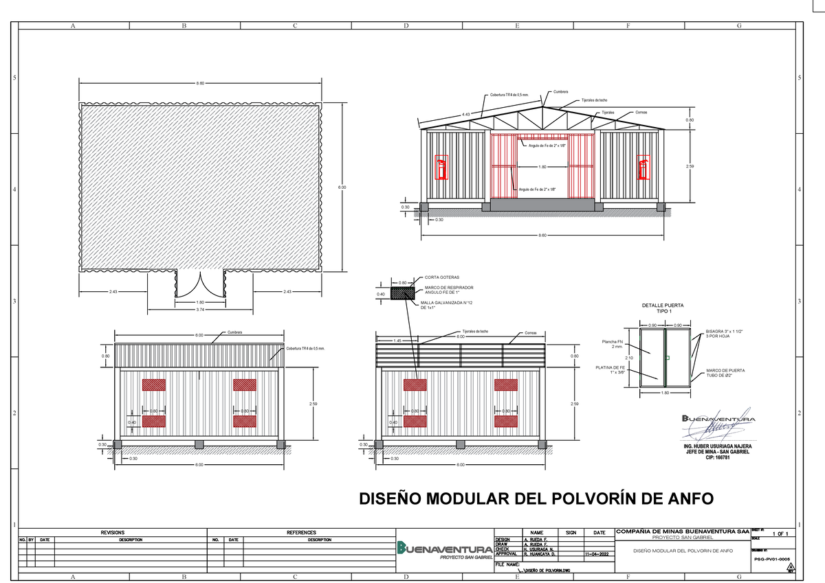 Plano - Diseño Modular del Polvorin de ANFO - 6. 8. 2. 3. 2. 1. 6. 2. 0. 0. 2. 8. Angulo de Fe ...
