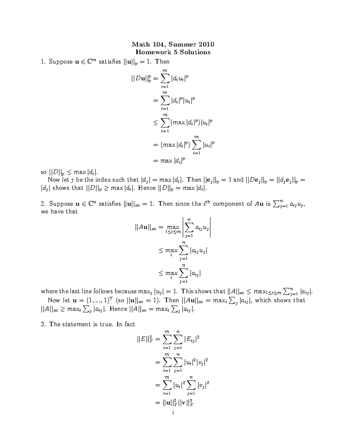 Seminar Assignments Homework 5 Questions And Answers Math 104