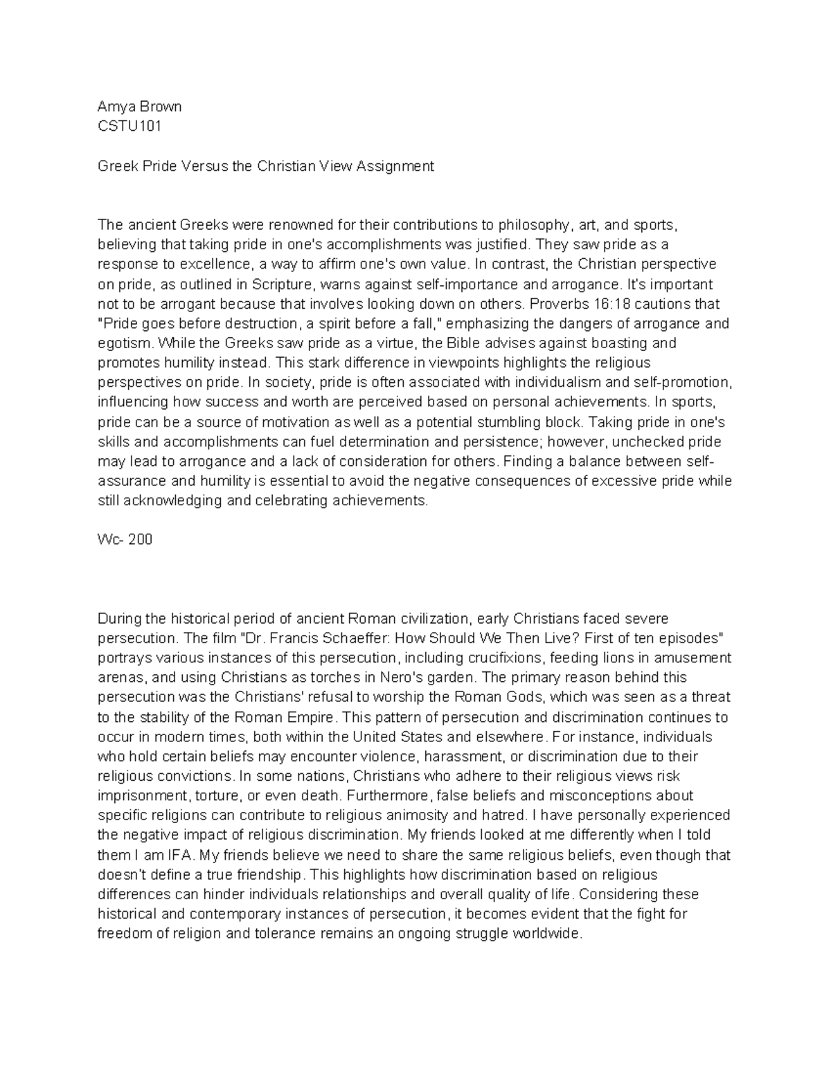Greek pride vs Christian view essay - Amya Brown CSTU Greek Pride ...