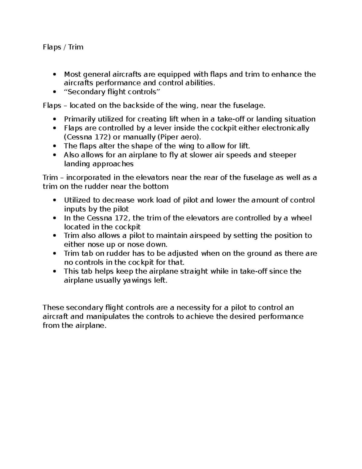 Flight Controls Assignment - ISR 104 - Seneca College - Studocu