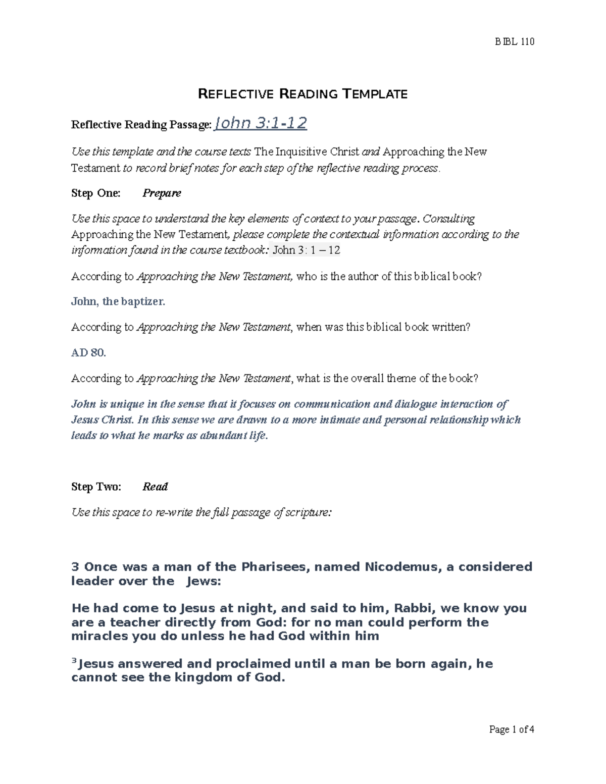 John Reflective Reading Final Version - REFLECTIVE READING TEMPLATE ...